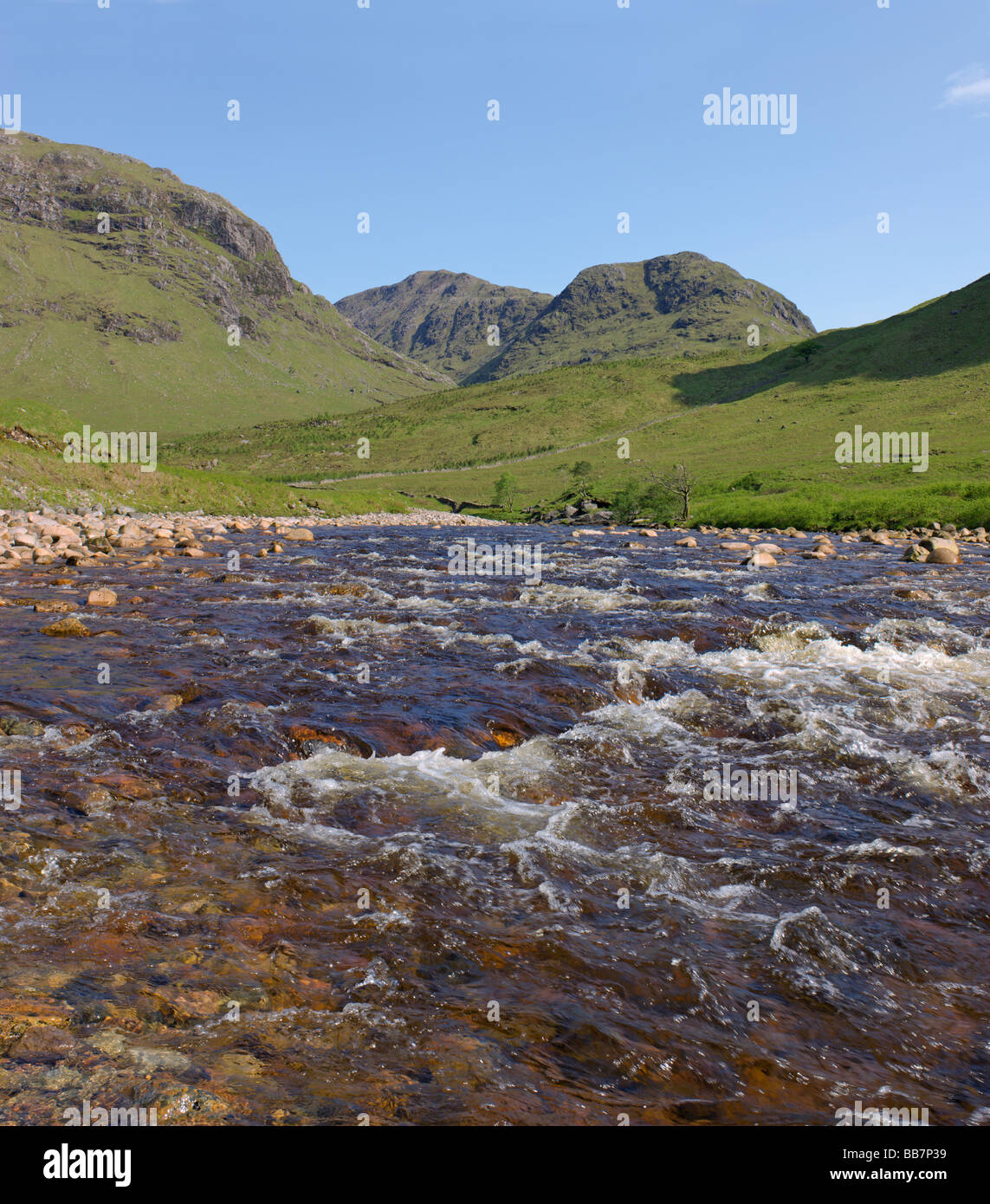 STITCHED PANORAMA River Etive Glen Etive Highland Region Scotland June ...