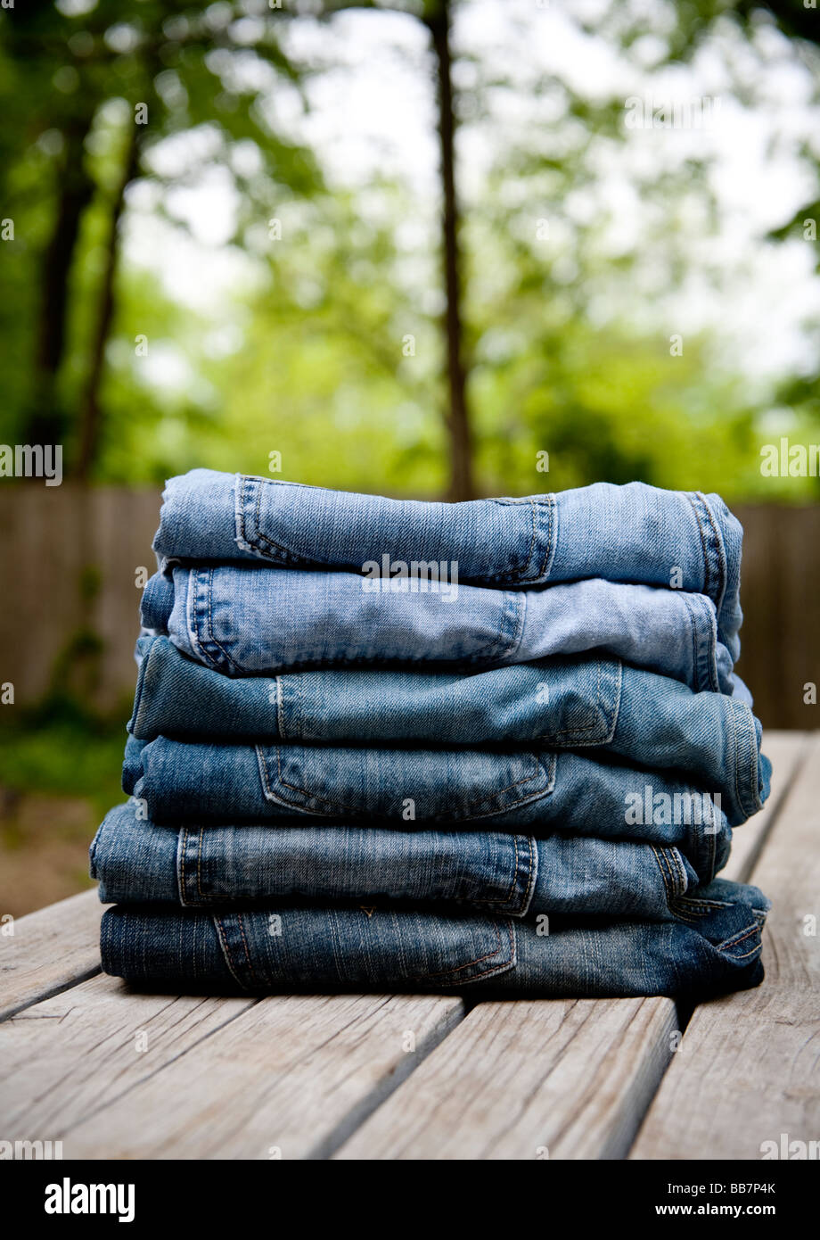 stack of blue jeans Stock Photo - Alamy