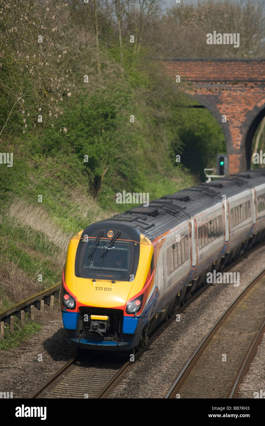 Class 222 meridian diesel electric multiple unit high speed train in East Midlands Trains livery ...