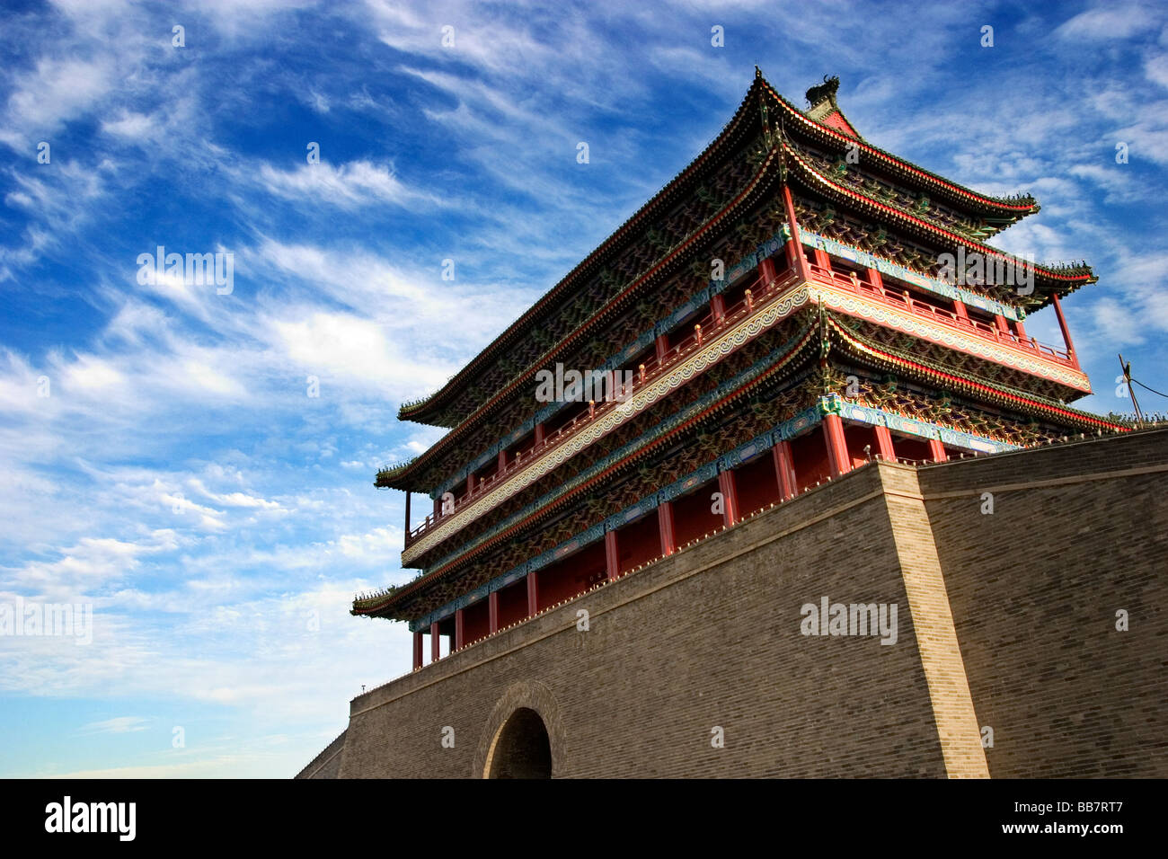 A blue sky behind the Zhengyangmen Gate (Qianmen) at Tiananmen Square ...
