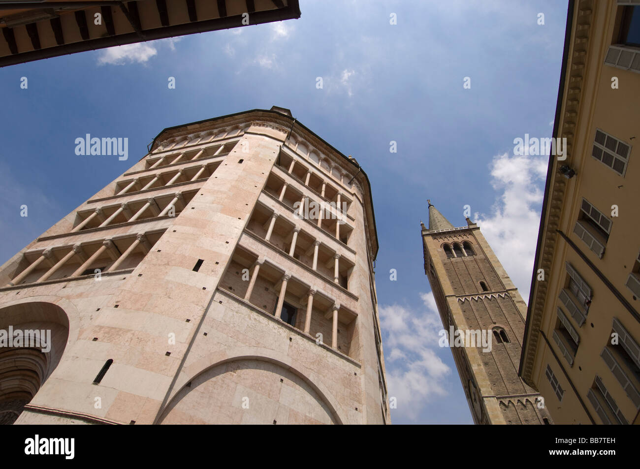 Baptistry and Duomo Cathedral Bell Tower Parma Emilia Romagna Italy ...