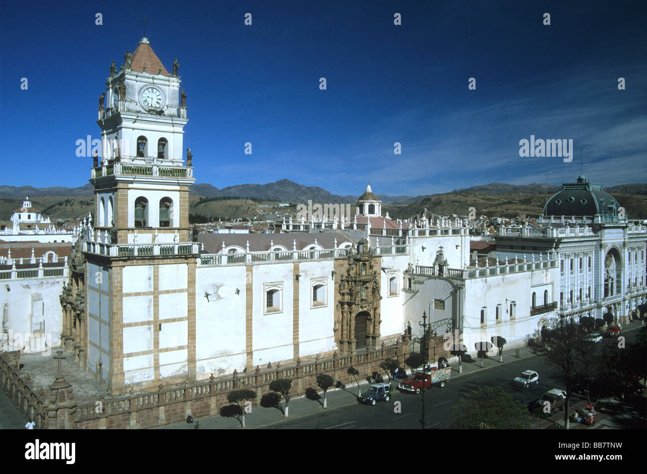 Metropolitan cathedral and Plaza 25 de Mayo , Sucre , Bolivia Stock ...