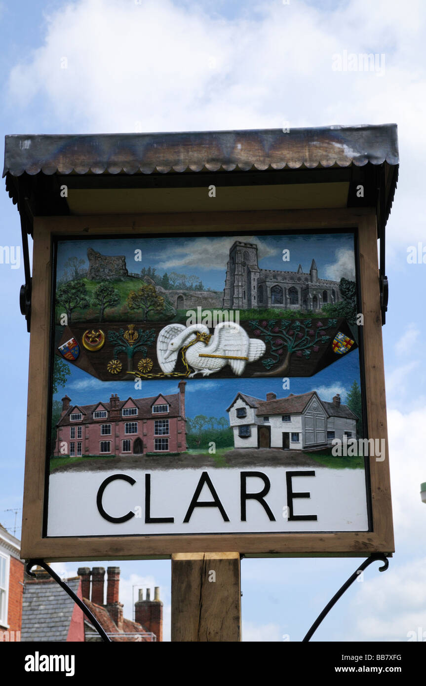 Village Sign, Clare Suffolk England UK Stock Photo - Alamy