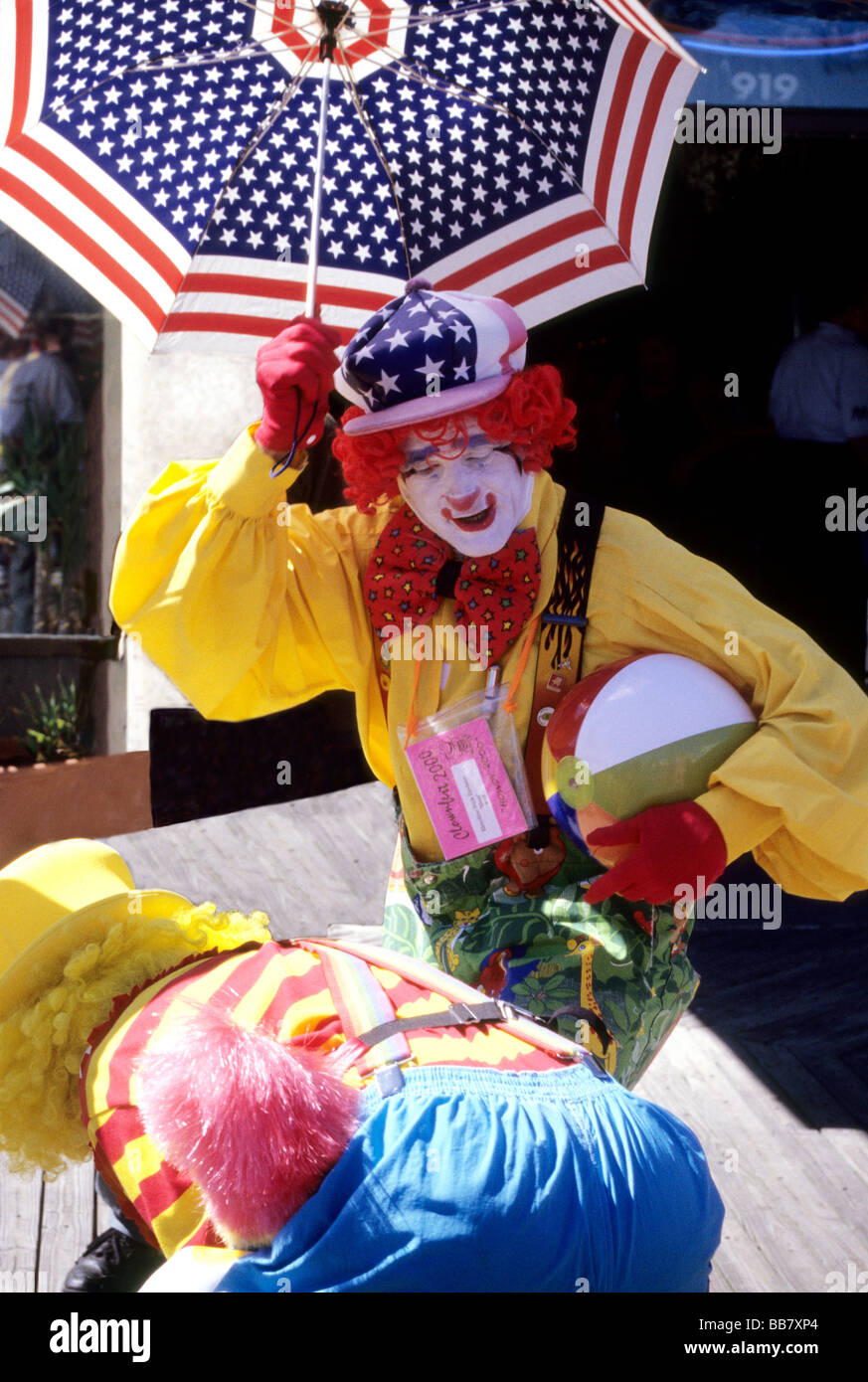 Two clowns work on comic routine Stock Photo - Alamy