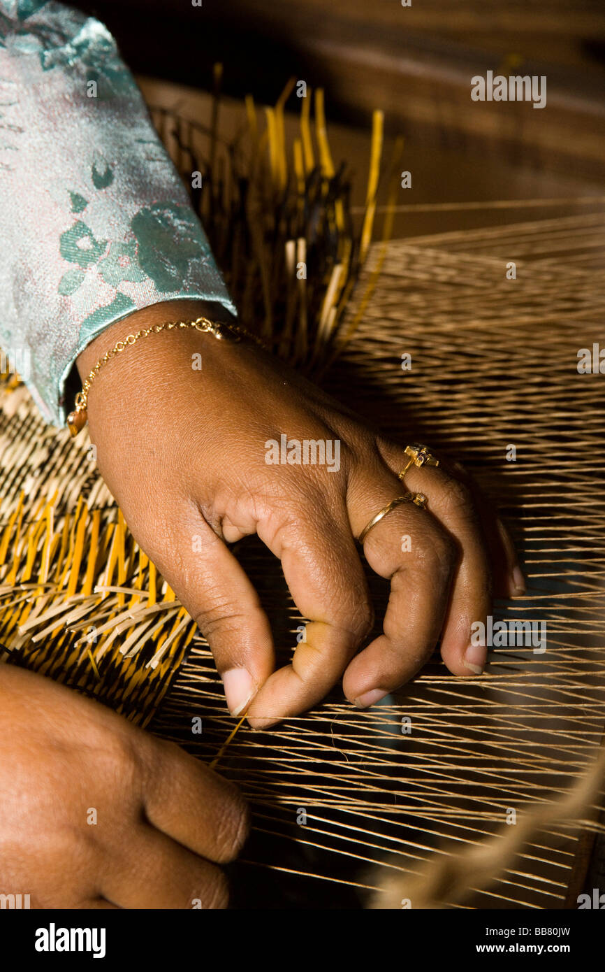 Weaving from coloured straw, the Maledives Stock Photo - Alamy