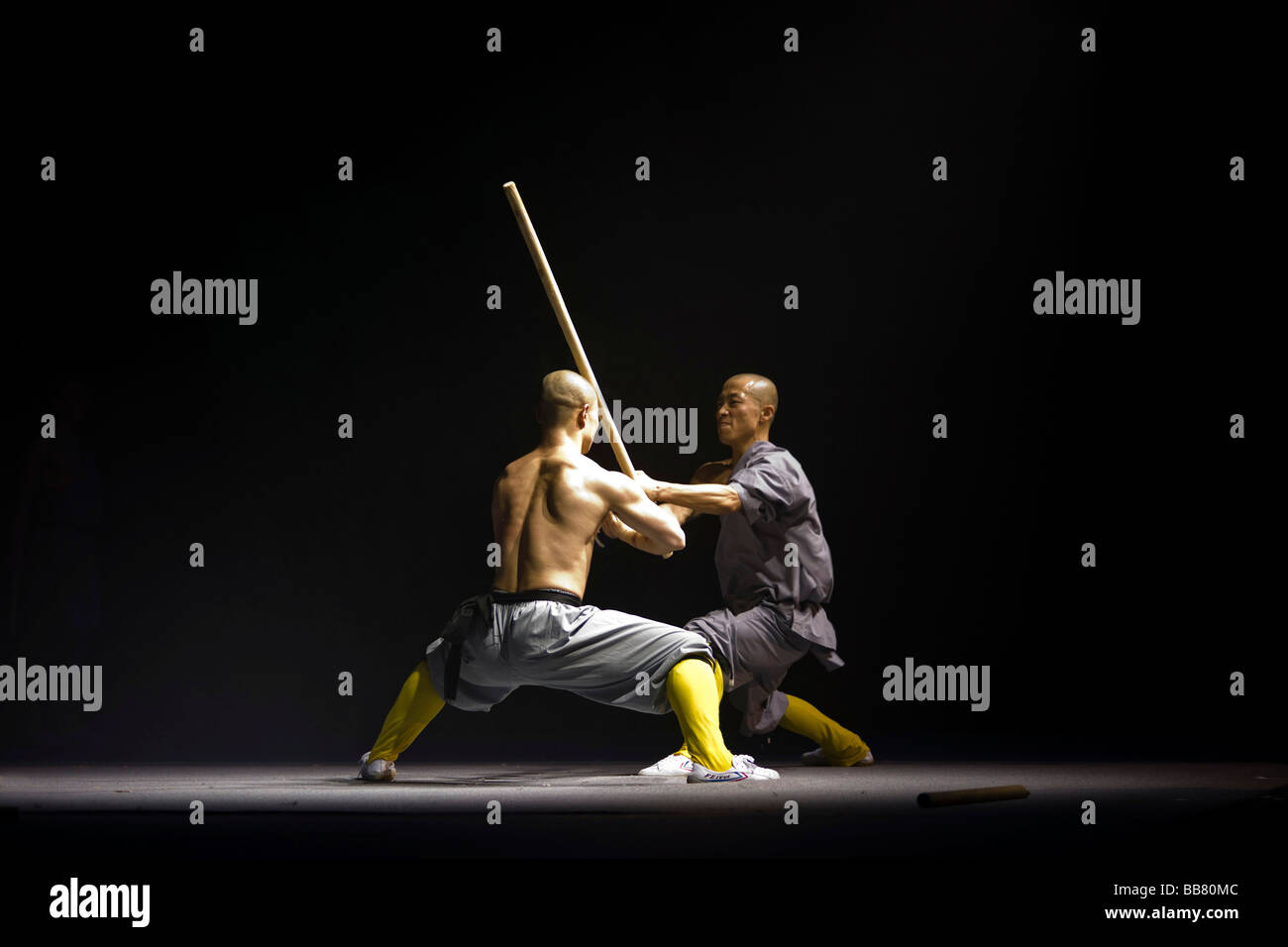 Shaolin monks during a show on the 22nd of March 2009 in Berlin ...
