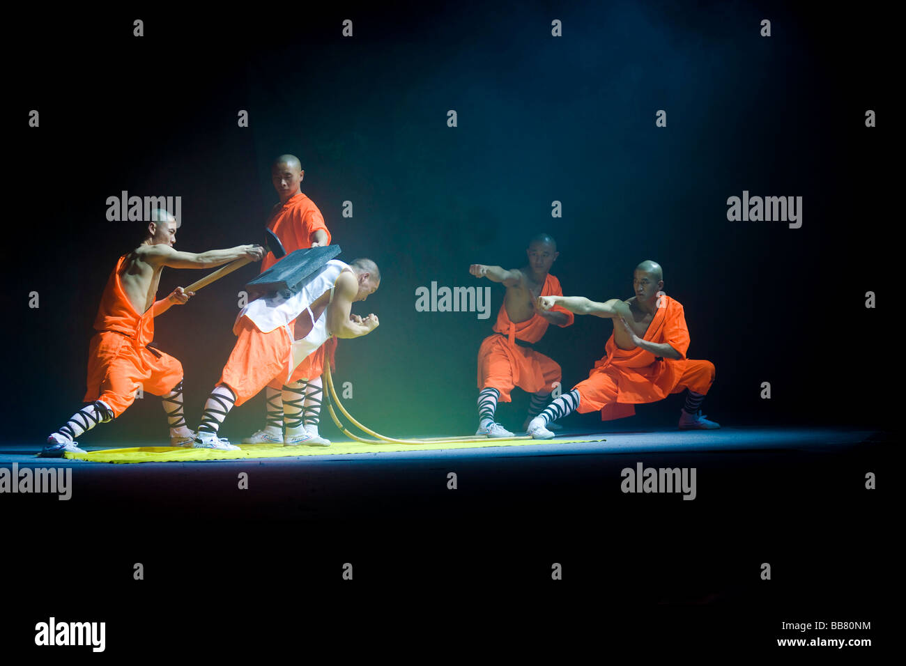 Shaolin monks during a show on the 22nd of March 2009 in Berlin ...