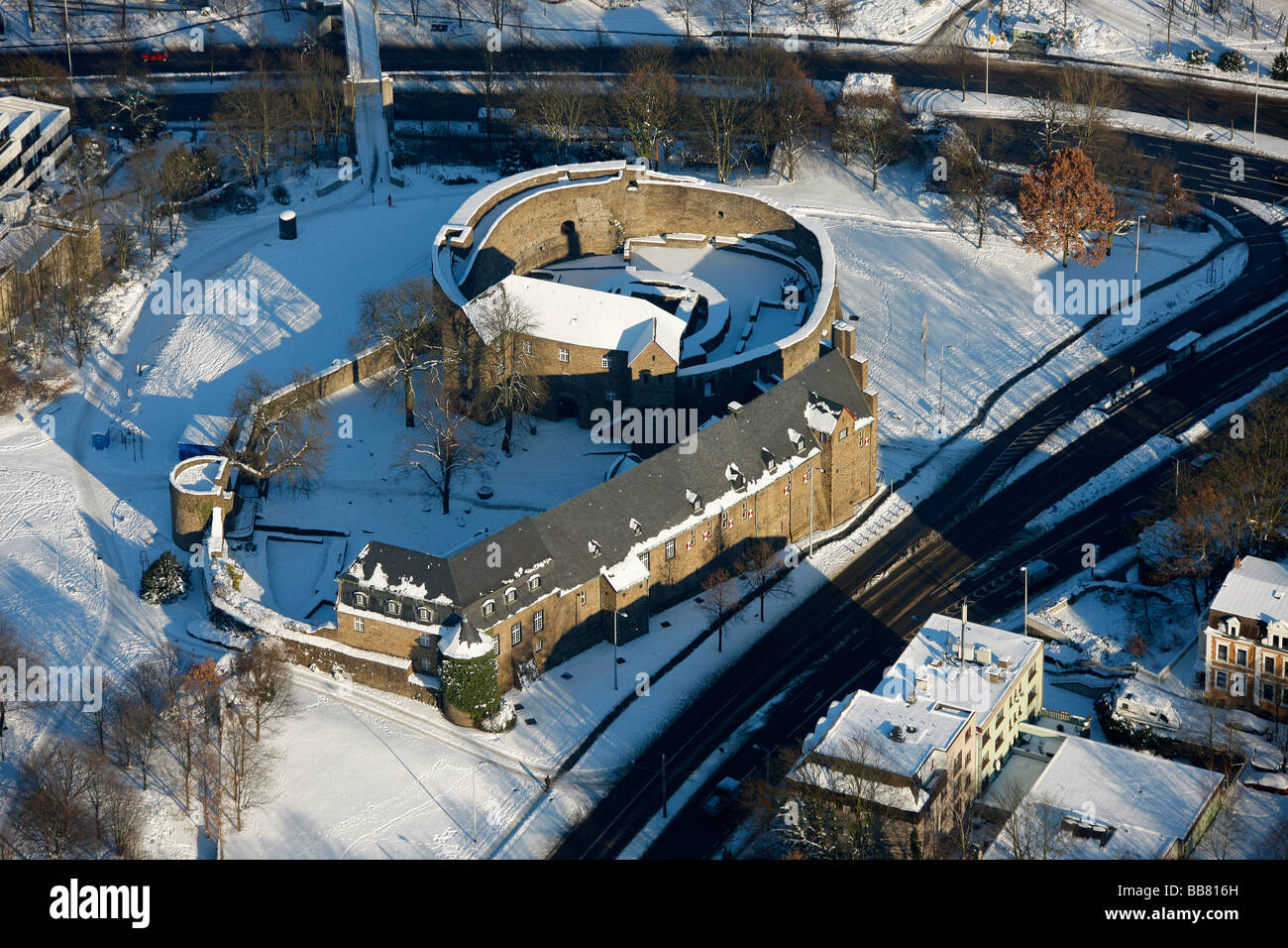 Aerial photo, Broich Castle, Muelheim, Ruhr Area, North Rhine ...