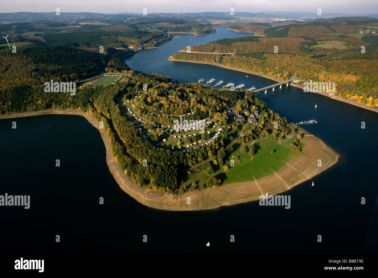 Aerial photograph, Biggesee reservoir, Sondern, Sonderner Kopf, Olpe ...