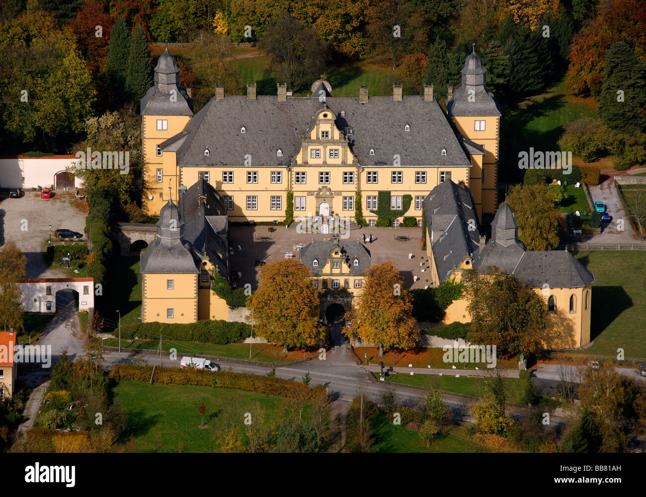 Aerial photo, boarding school, baroque Castle Eringerfeld, Geseke ...
