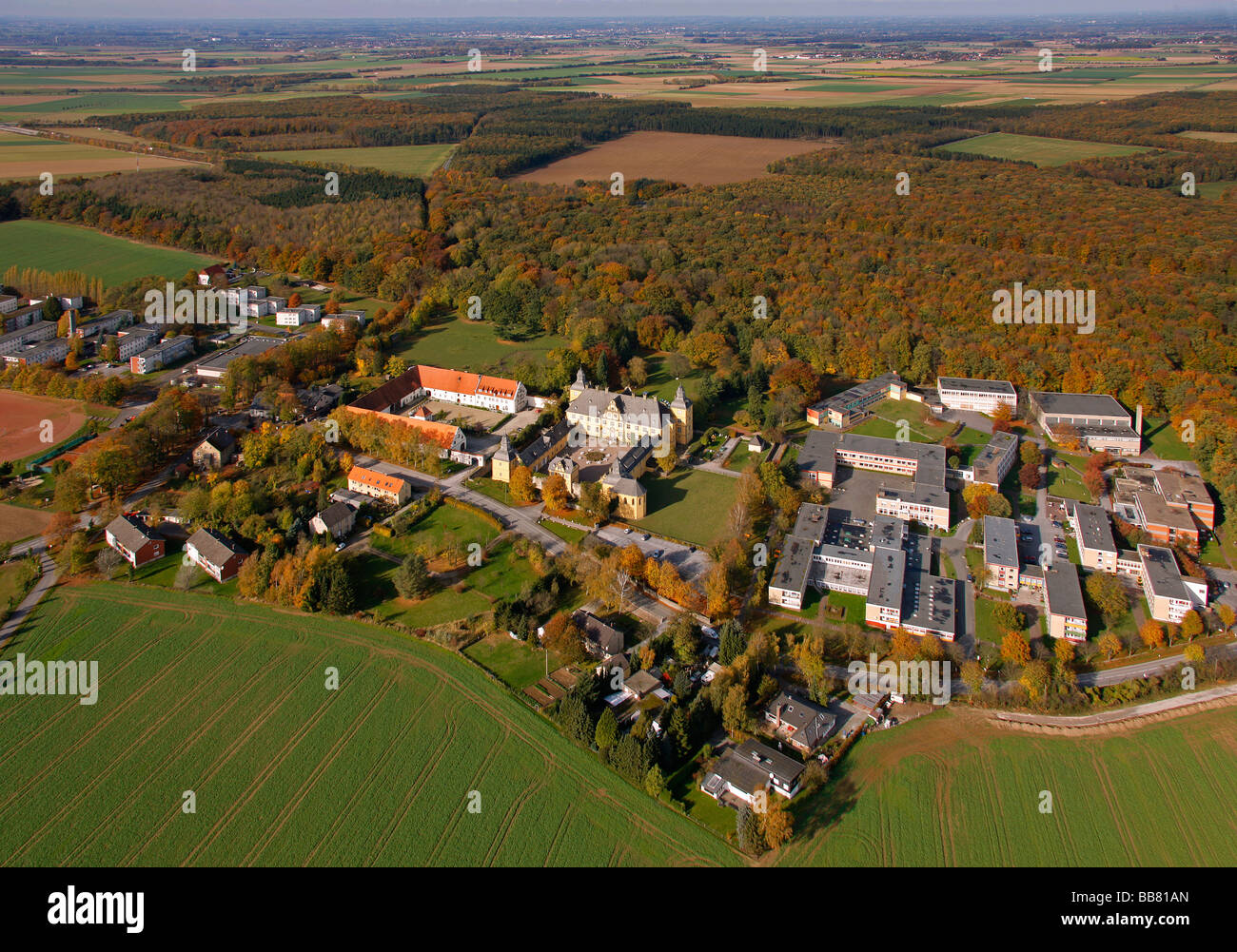 Aerial photo, boarding school, baroque Castle Eringerfeld, Geseke ...