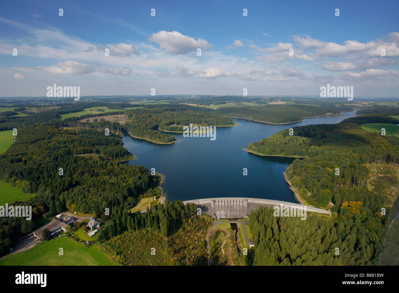 Aerial photo, Kierspe, Kerspe storage lake, Sauerland, North Rhine ...