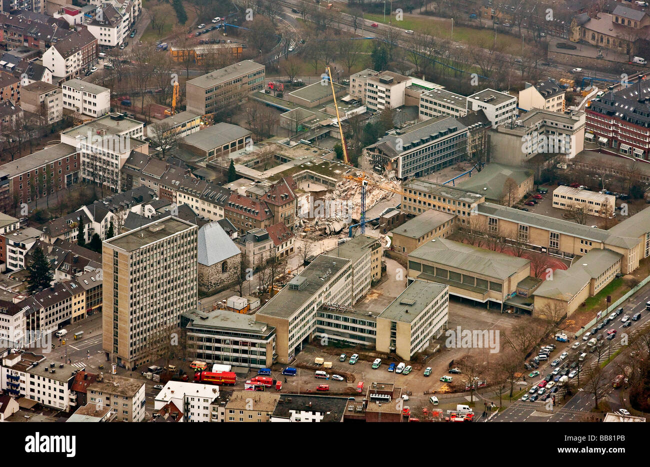 Aerial view, collapse of the Historical Archive of the City of Cologne ...