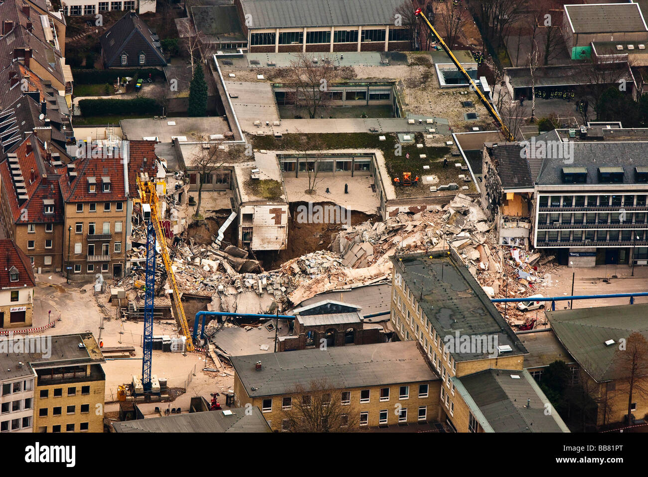 Aerial view, collapse of the Historical Archive of the City of Cologne ...