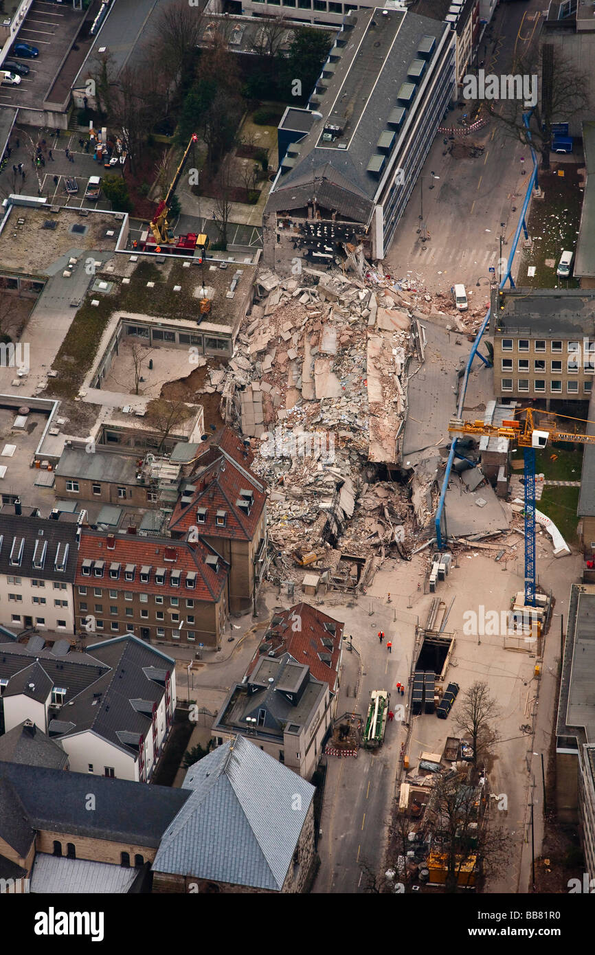 Aerial view, collapse of the Historical Archive of the City of Cologne ...