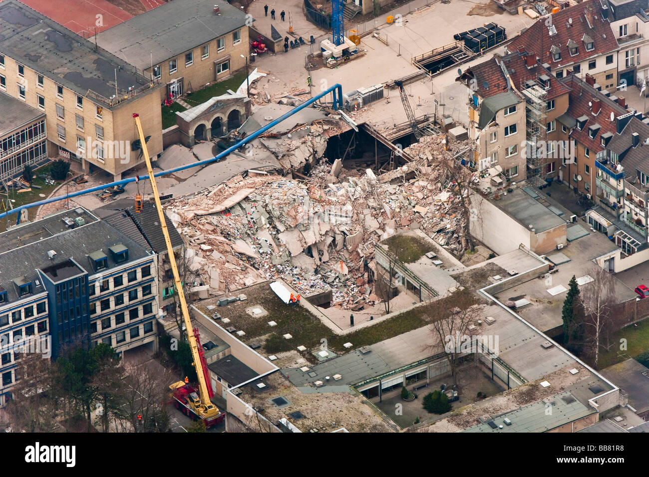 Aerial view, collapse of the Historical Archive of the City of Cologne ...