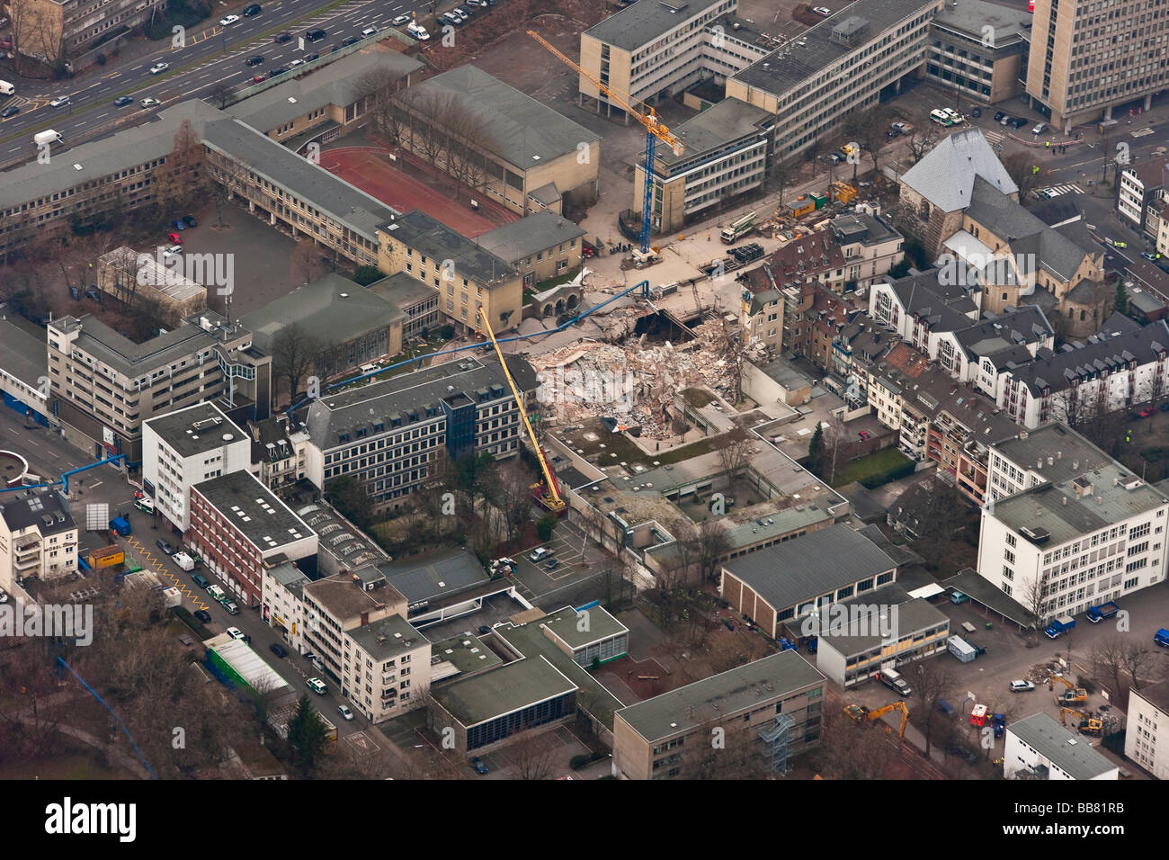 Aerial view, collapse of the Historical Archive of the City of Cologne ...