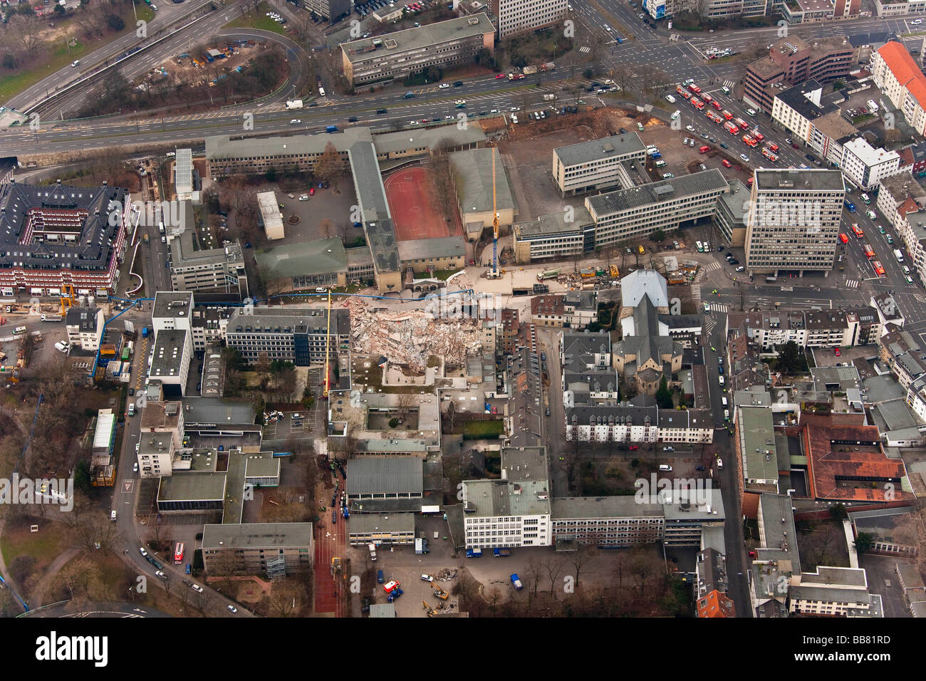 Aerial view, collapse of the Historical Archive of the City of Cologne ...