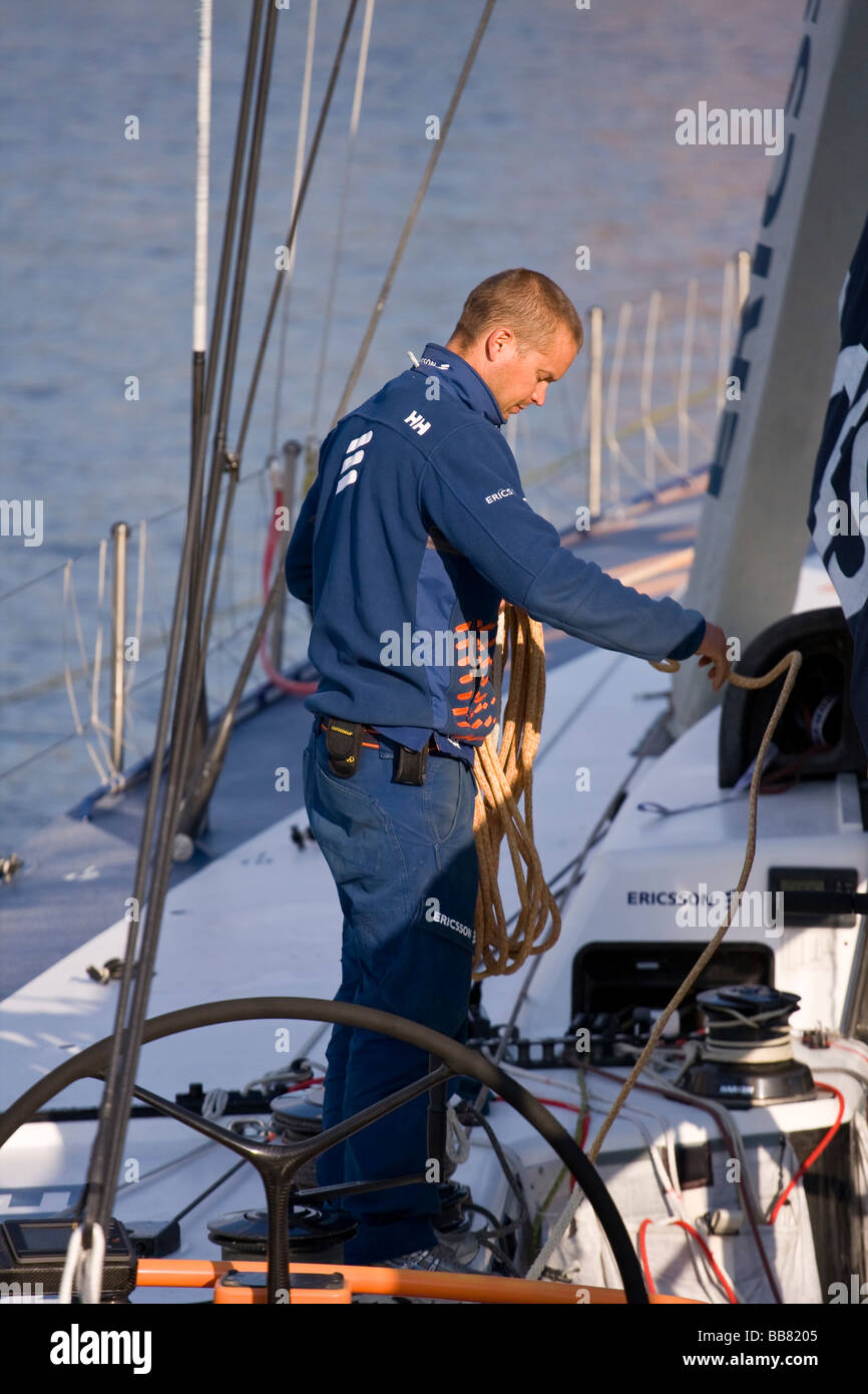 Yacht race coil rope crew boat hi-res stock photography and images - Alamy