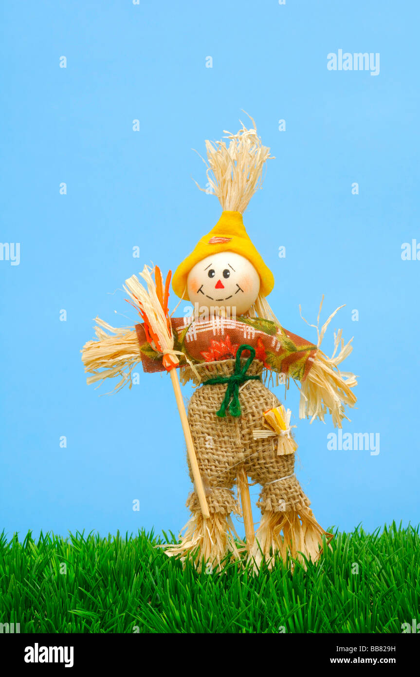 Garden decoration, puppet made of fabric and bast Stock Photo - Alamy