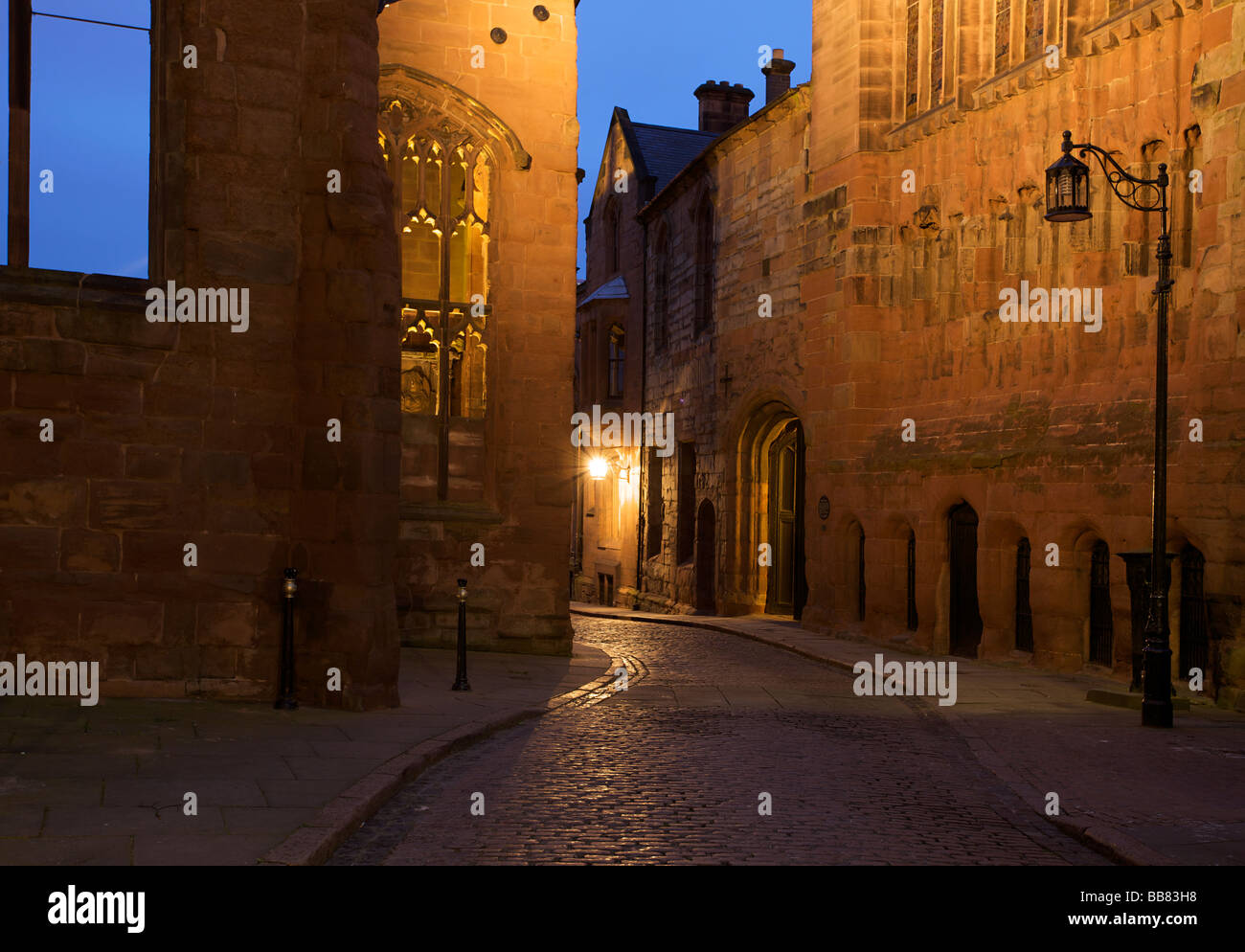 The remains of Coventry Cathedral and night time view of 22 Bayley Lane ...