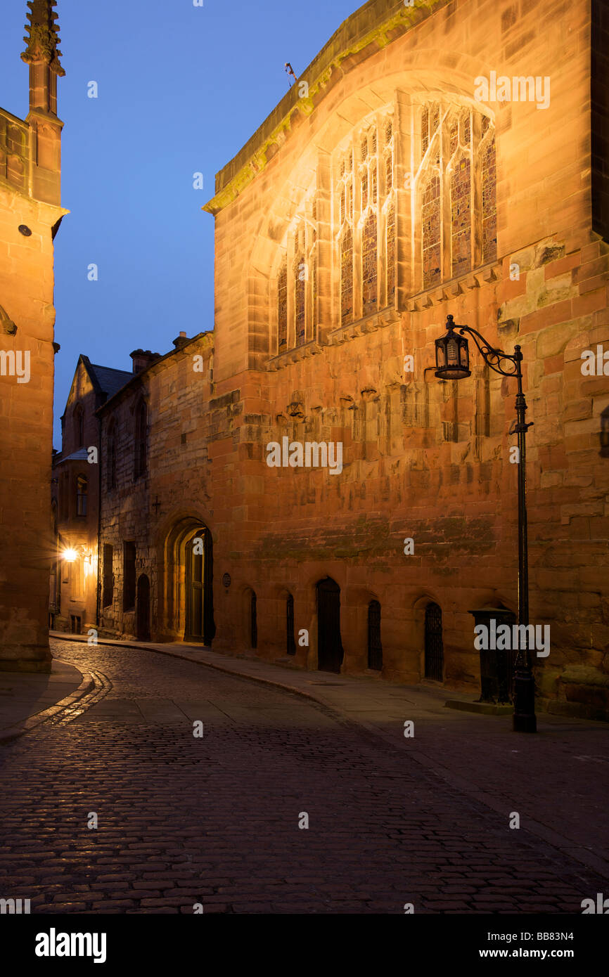 The remains of Coventry Cathedral and night time view of 22 Bayley Lane ...
