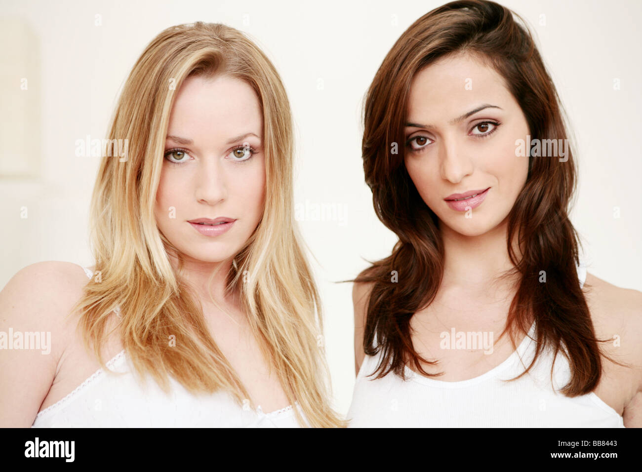 Portrait of two young women with make up Stock Photo - Alamy