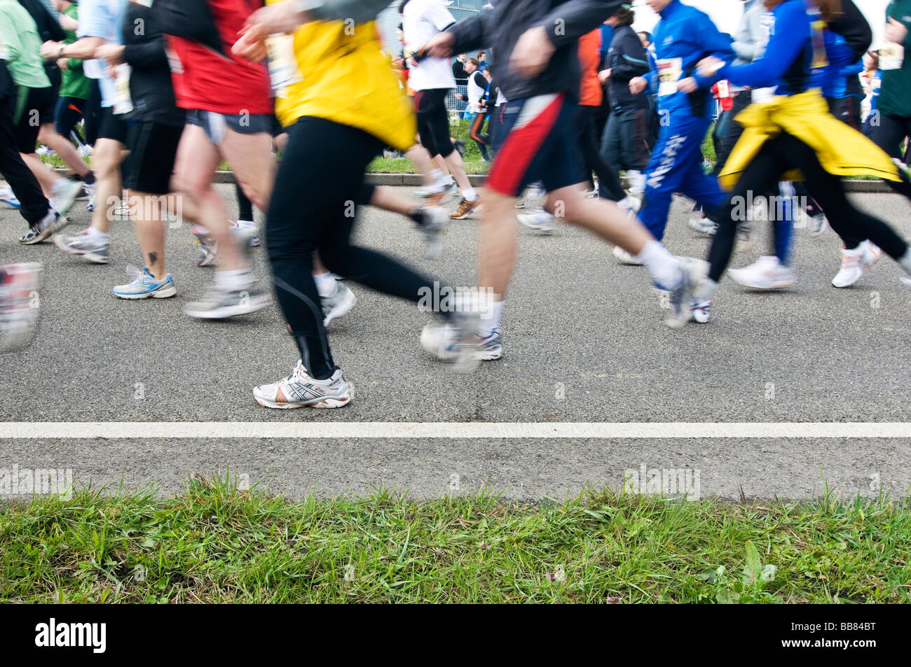 Marathon runners with motion blur Stock Photo - Alamy