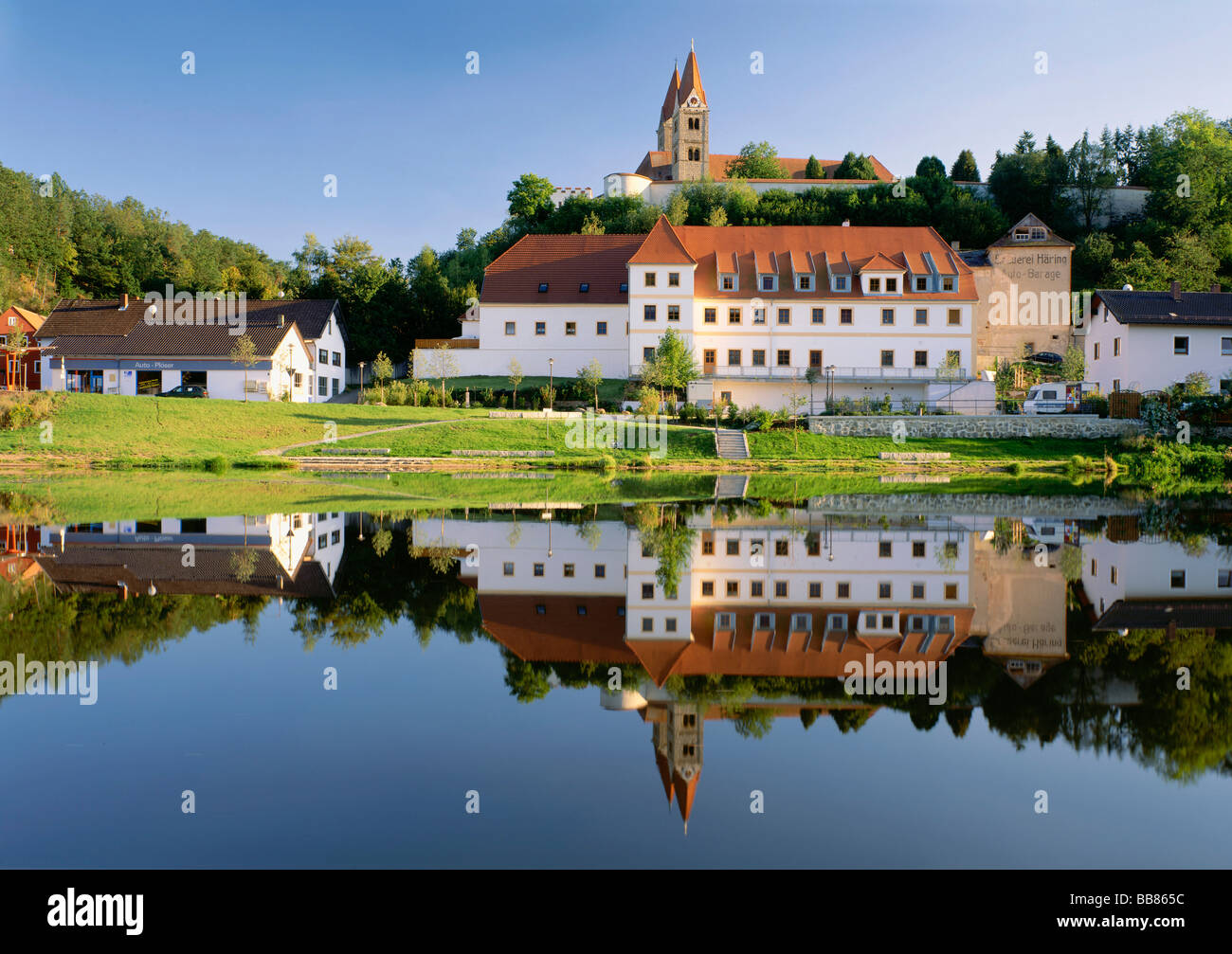 Former Benedictine monastery church Mary Assumption on the river Regen ...