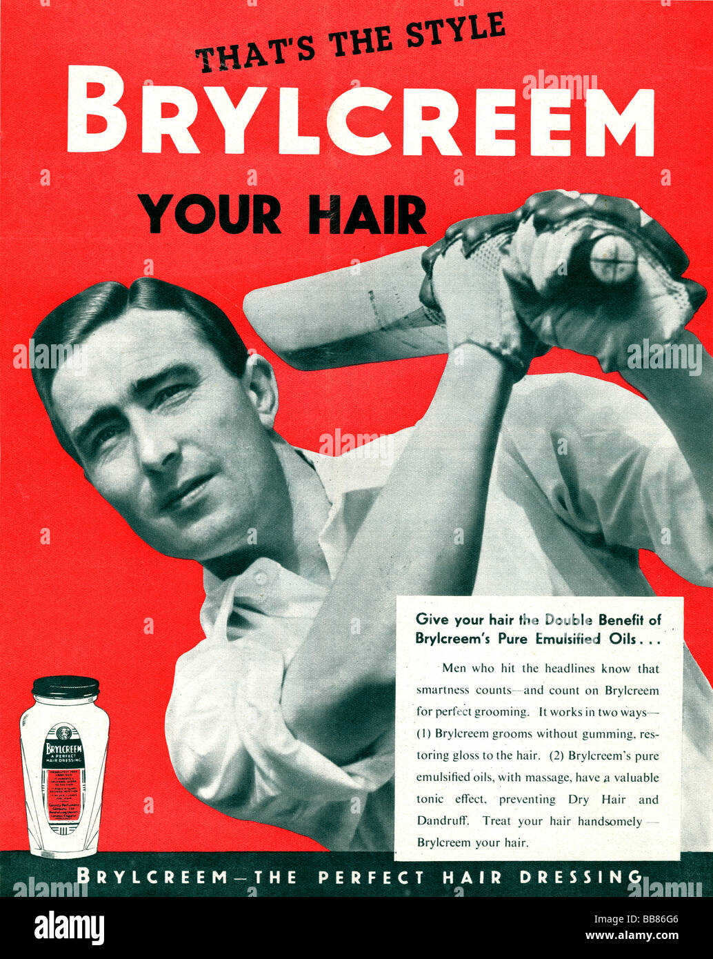 Denis Compton Brylcreem 1949 advert for the hair preparation with ...