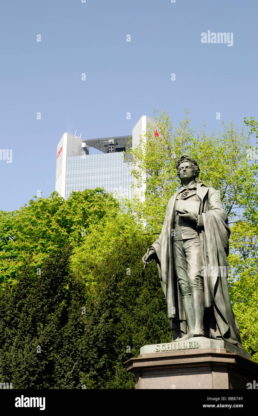 Deutsche bank building in frankfurt am main with schiller monument hi ...