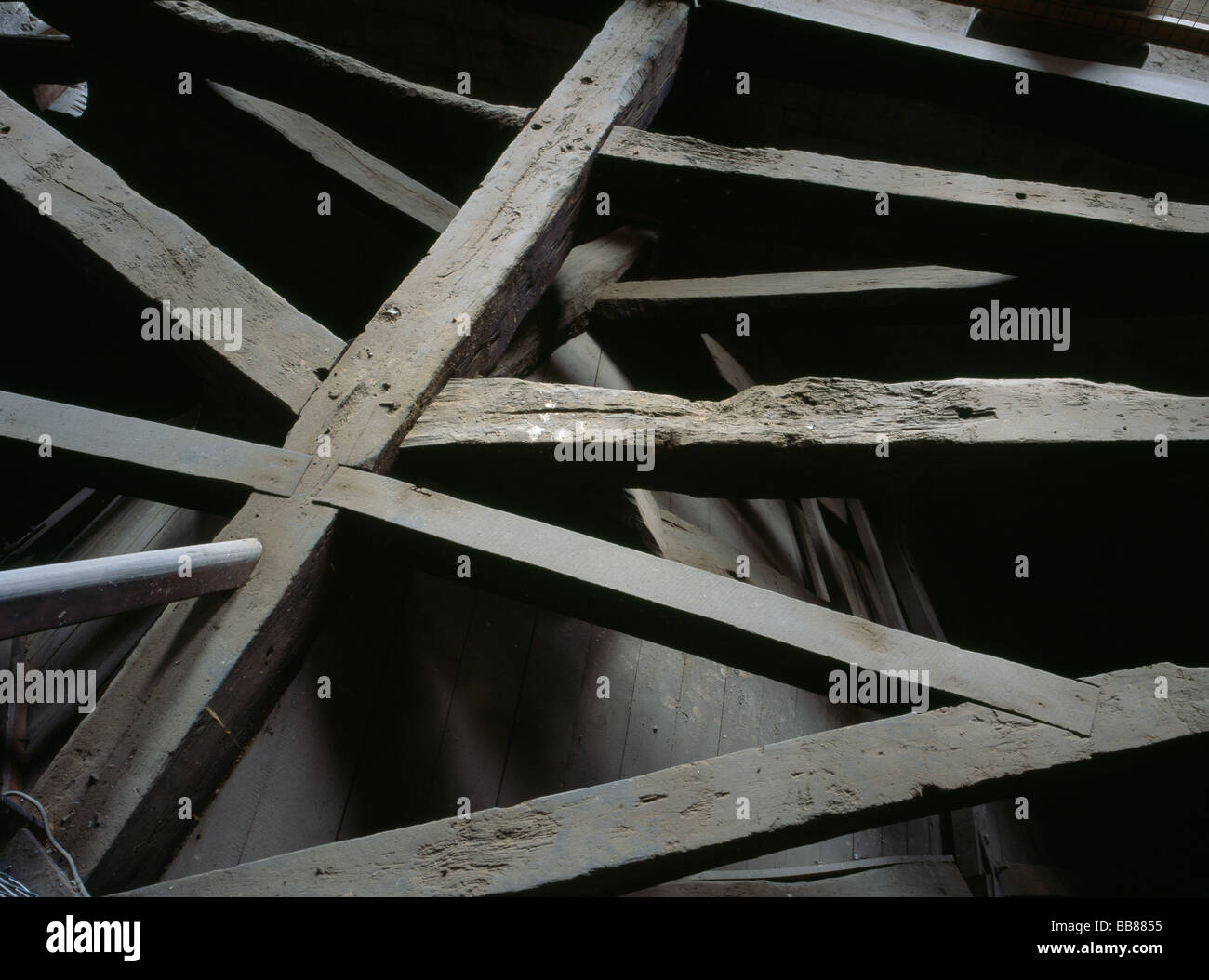 Ely Cathedral cross-braced woodowork in the octagon Stock Photo - Alamy