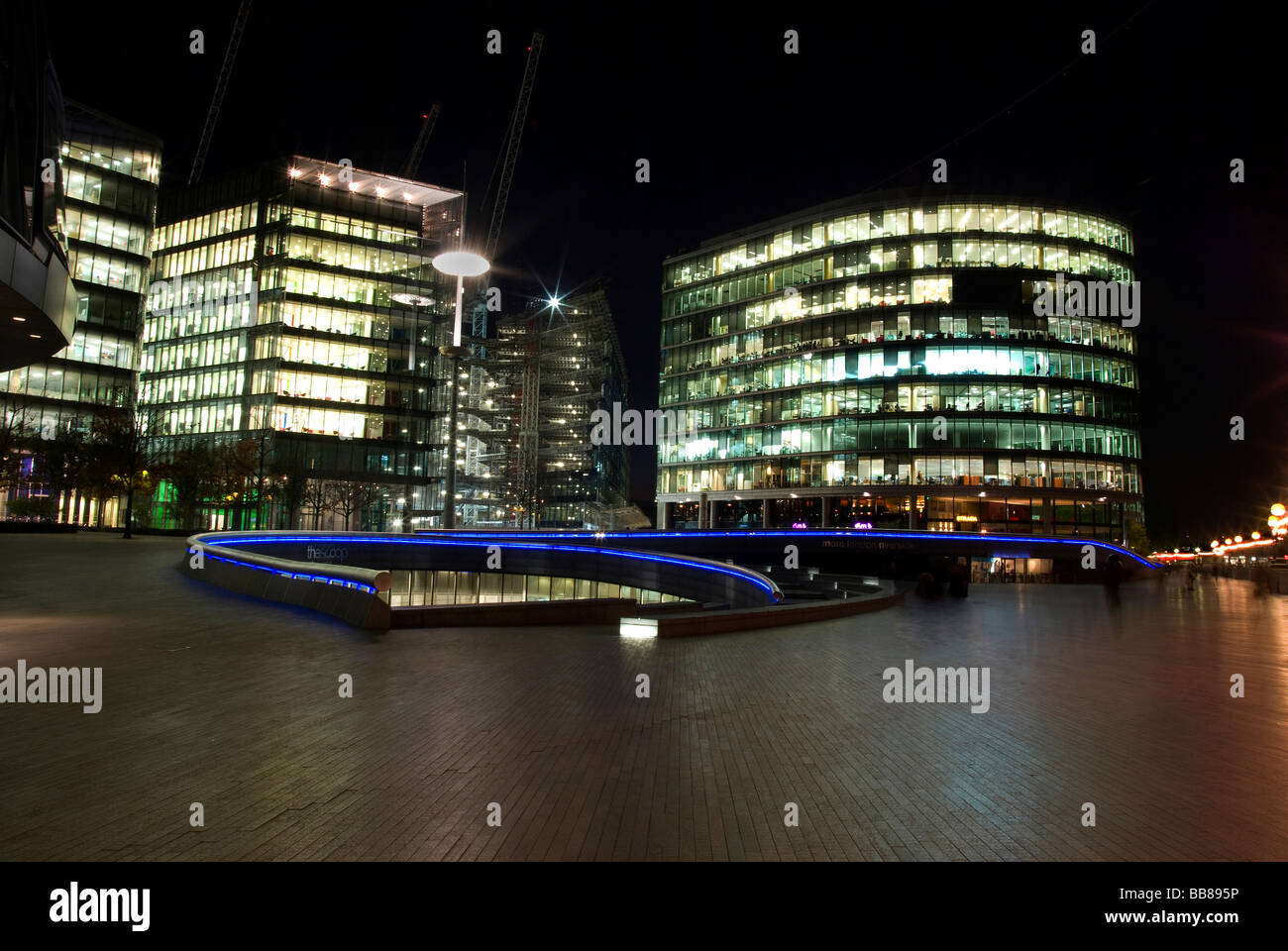 Nightshot, riverside new buildings, London, UK Stock Photo - Alamy