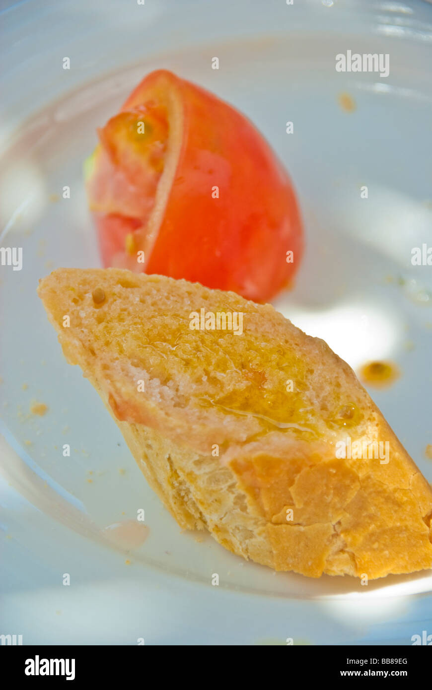 Typical Catalan tomato bread Catalonia Costa Brava Spain Stock Photo ...