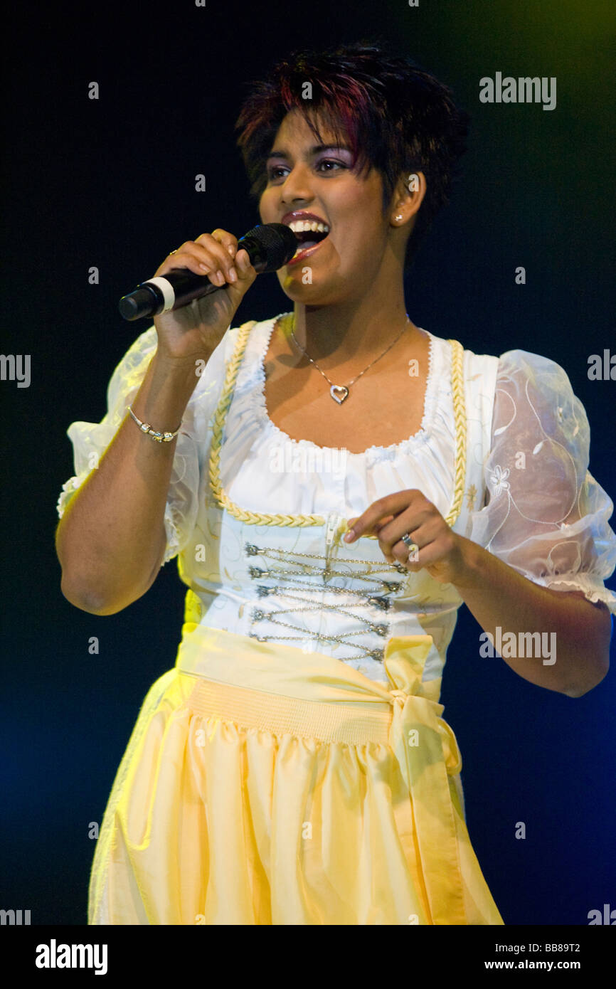 Swiss folk and schlager singer Sarah-Jane performing live at the 9th ...