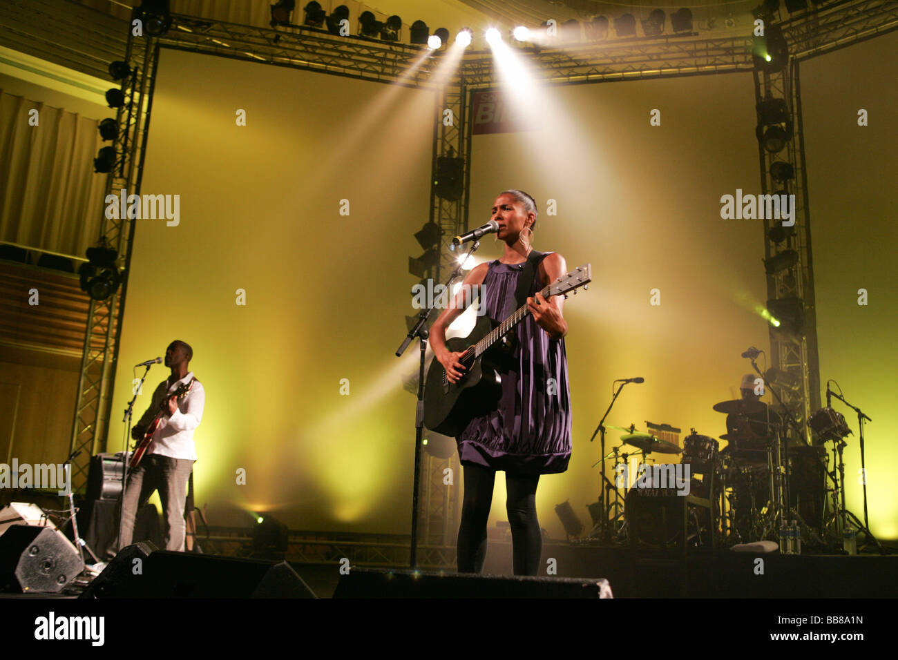 Ayo, a German-born soul singer performing live at the Blue Balls ...
