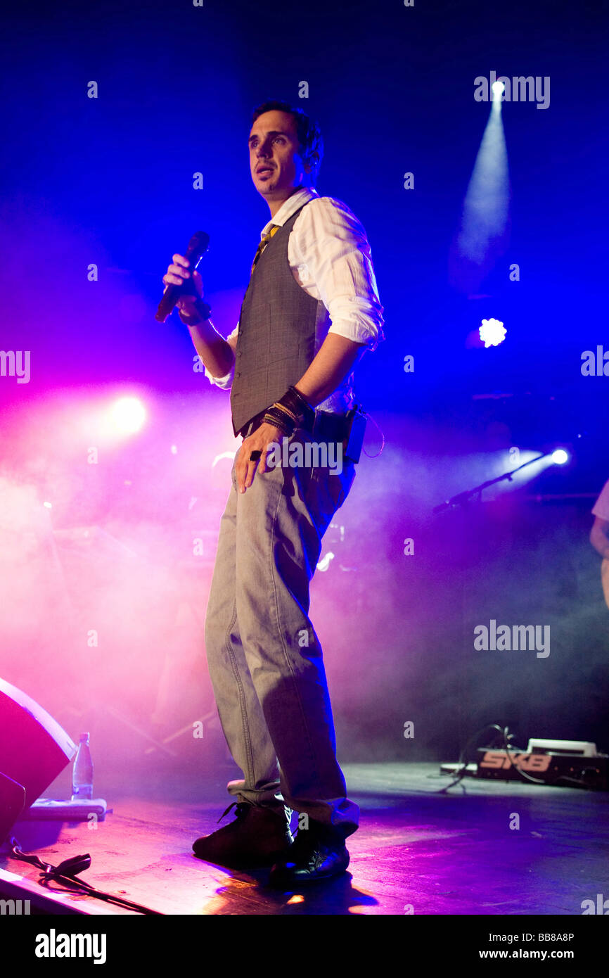 Swiss soul and funk musician Seven performing live with band at the ...