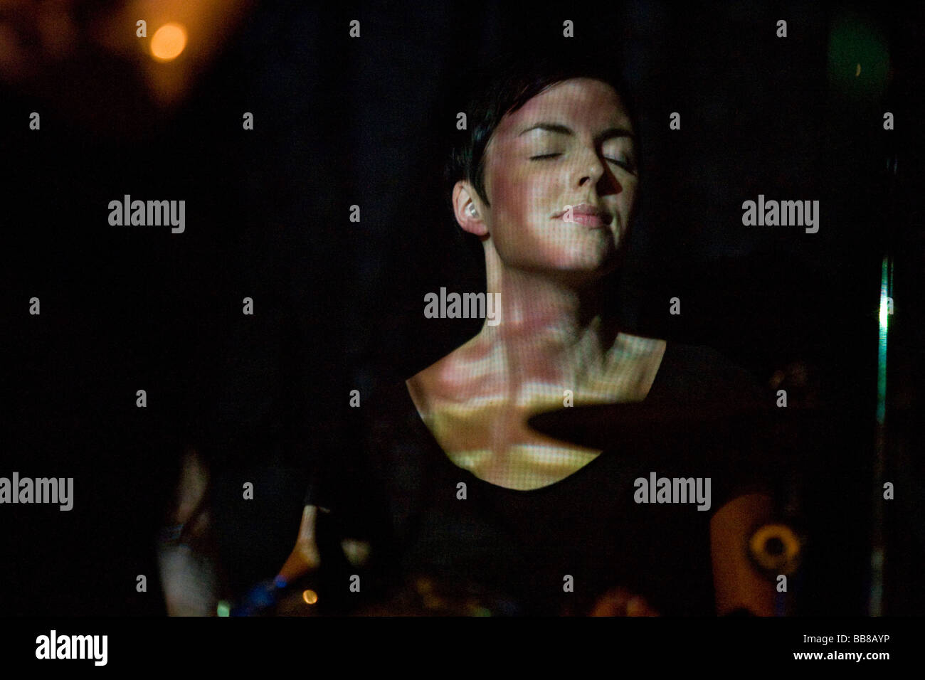 Anna Tomlin, drummer of the Swedish indie all-women band Audrey, live ...