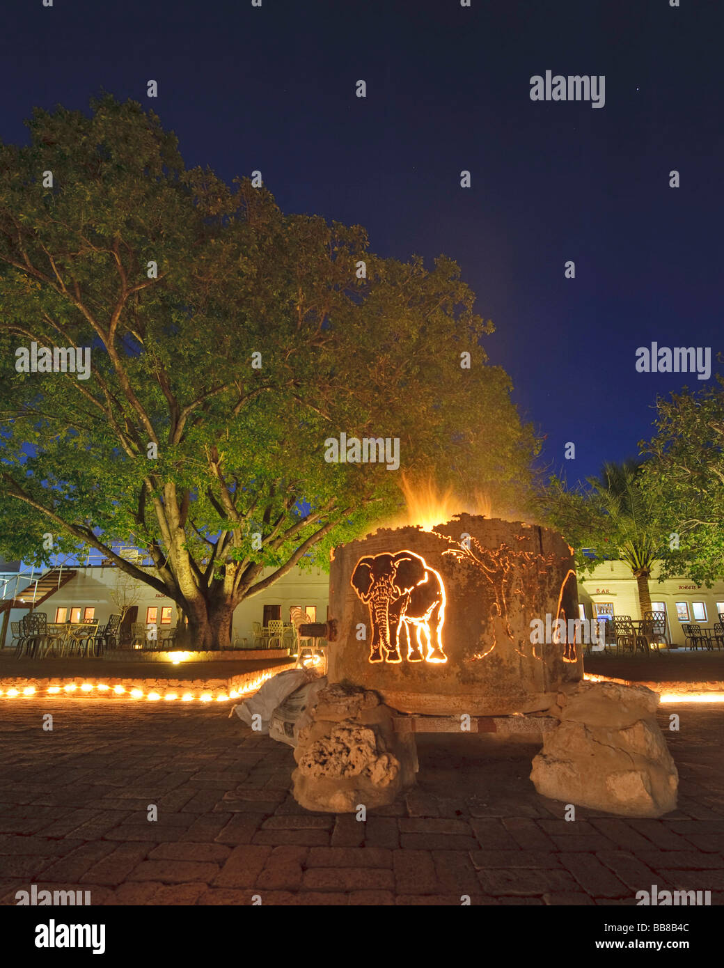 Fireplace in the inner courtyard of Fort Namutoni, Etosha National Park ...