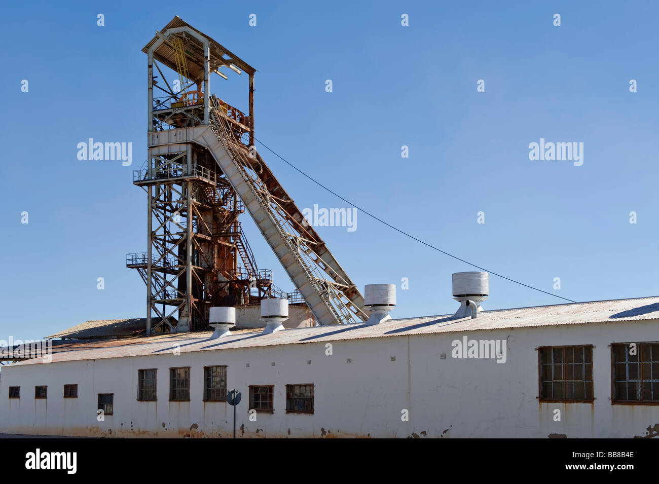 Shaft tower in the former mining town of Tsumeb, Namibia, Africa Stock ...