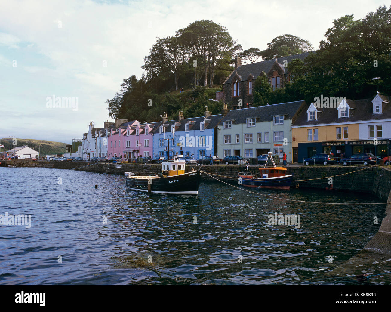 Row of houses at Portree Harbour, Isle of Skye, Scotland, United ...