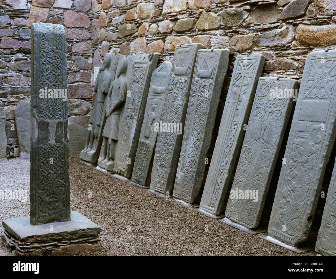 Medieval gravestones at Kilmory's Chapel, Knapdale Peninsula, Scotland ...