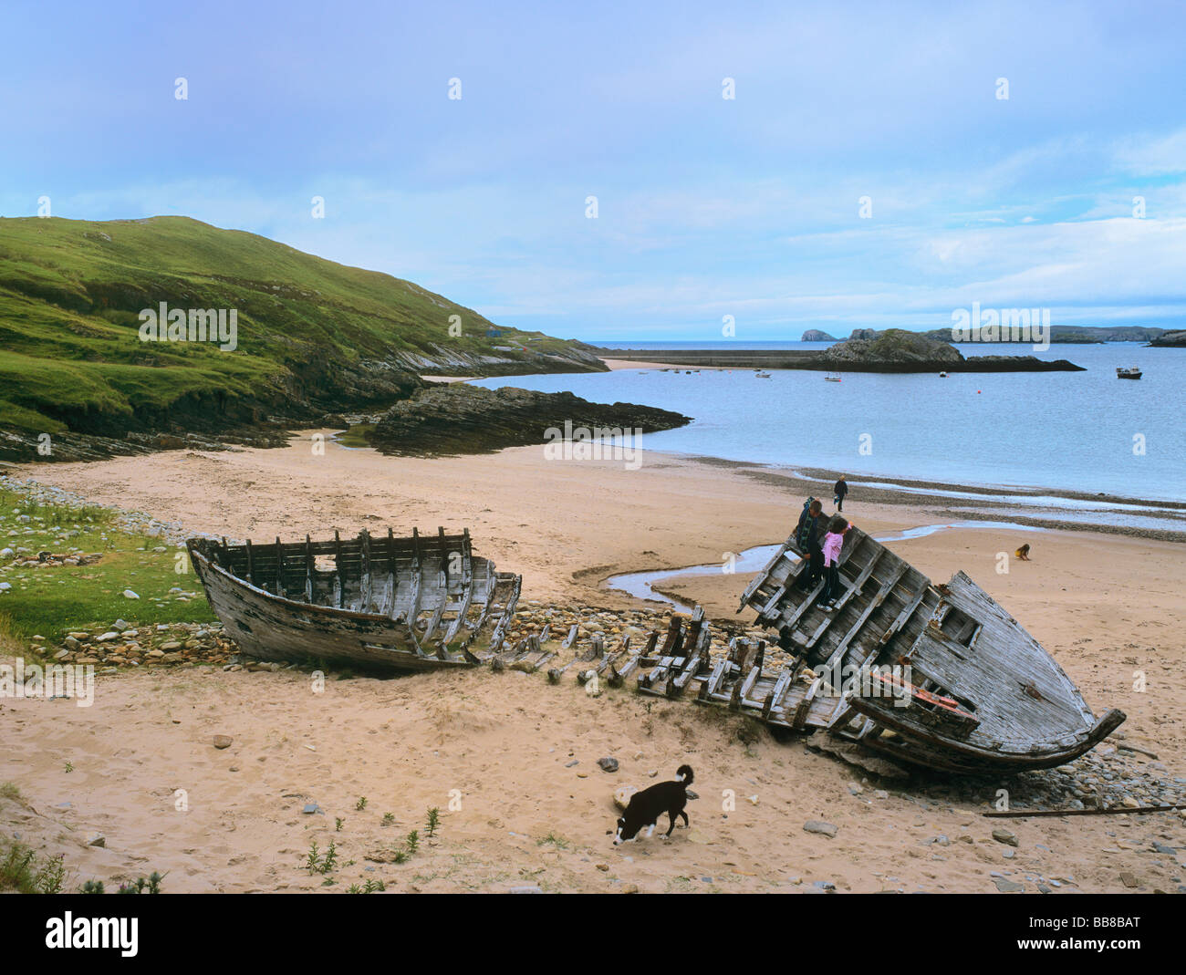 Shipwreck in a bay, Talmine, Scotland, United Kingdom, Europe Stock ...