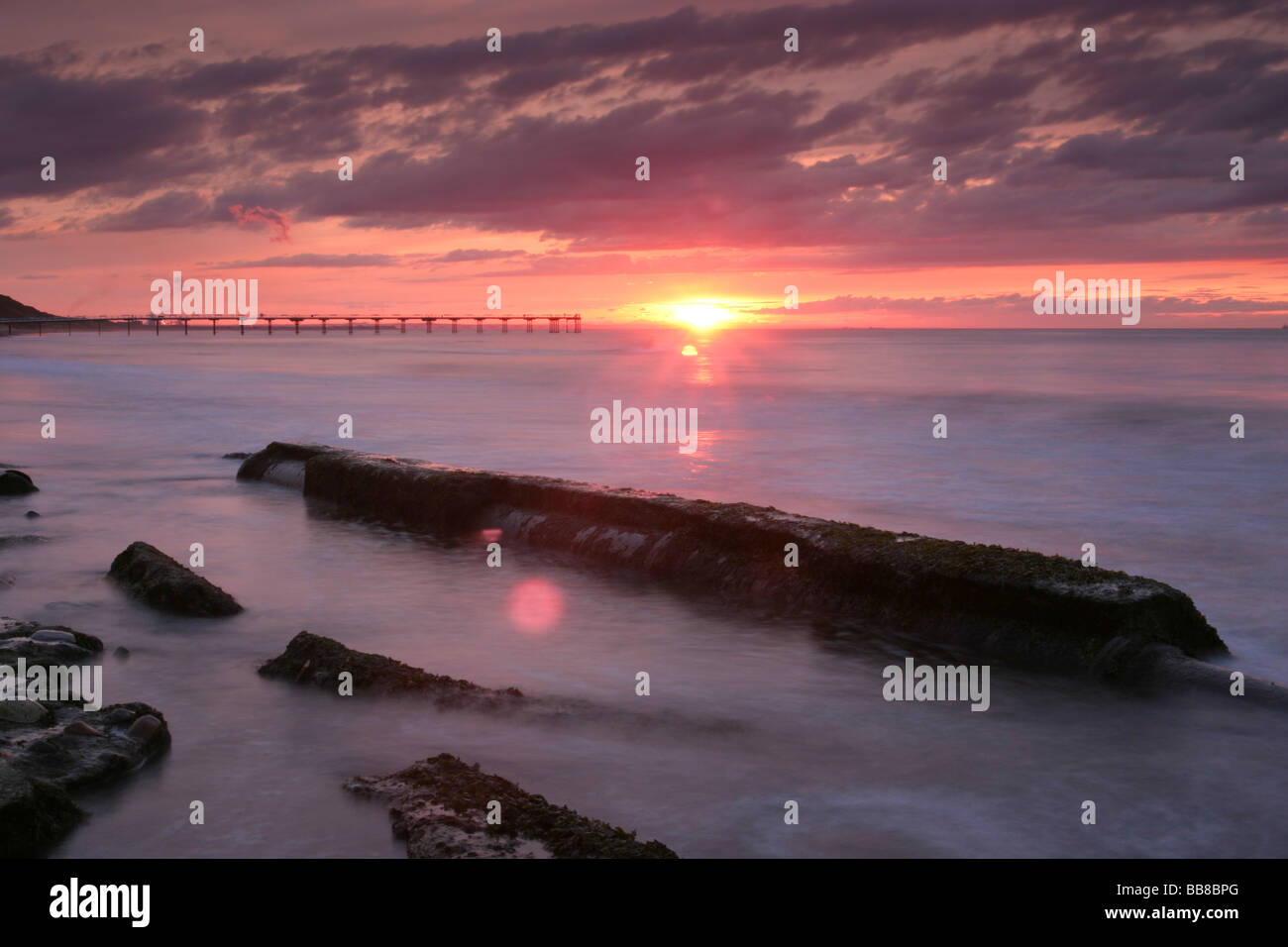 Sunset Saltburn Cleveland England Stock Photo - Alamy