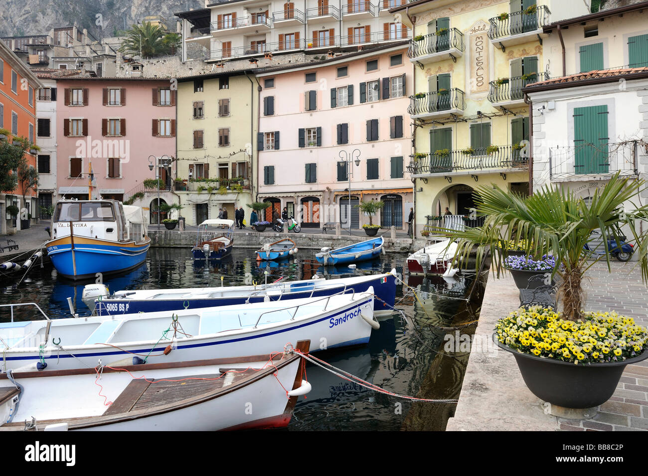 Port in the historic city centre of Limone, Lake Garda, Italy, Europe ...