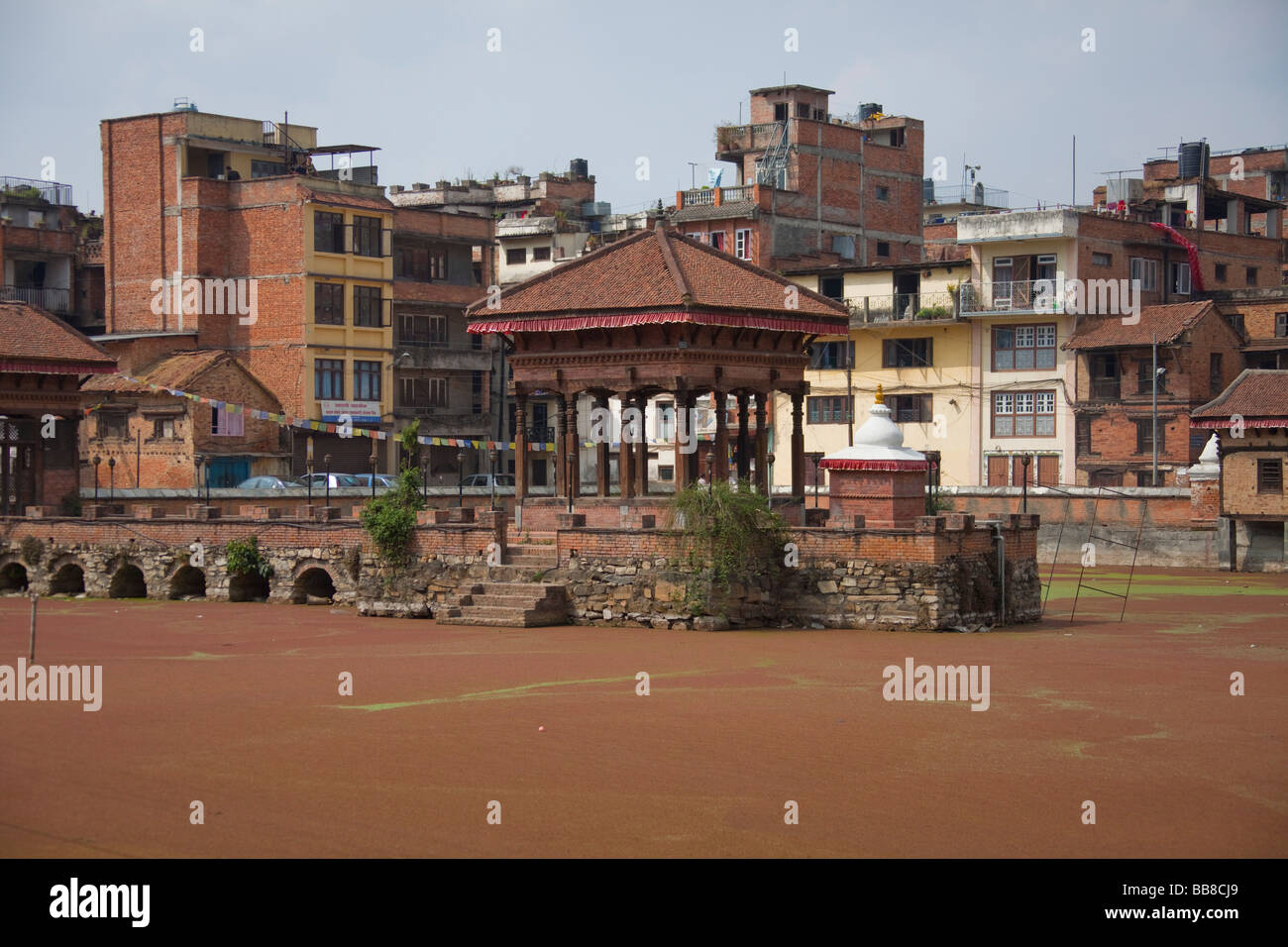 Street scene, traditional buildings, temples in Kathmandu, Nepal Stock ...