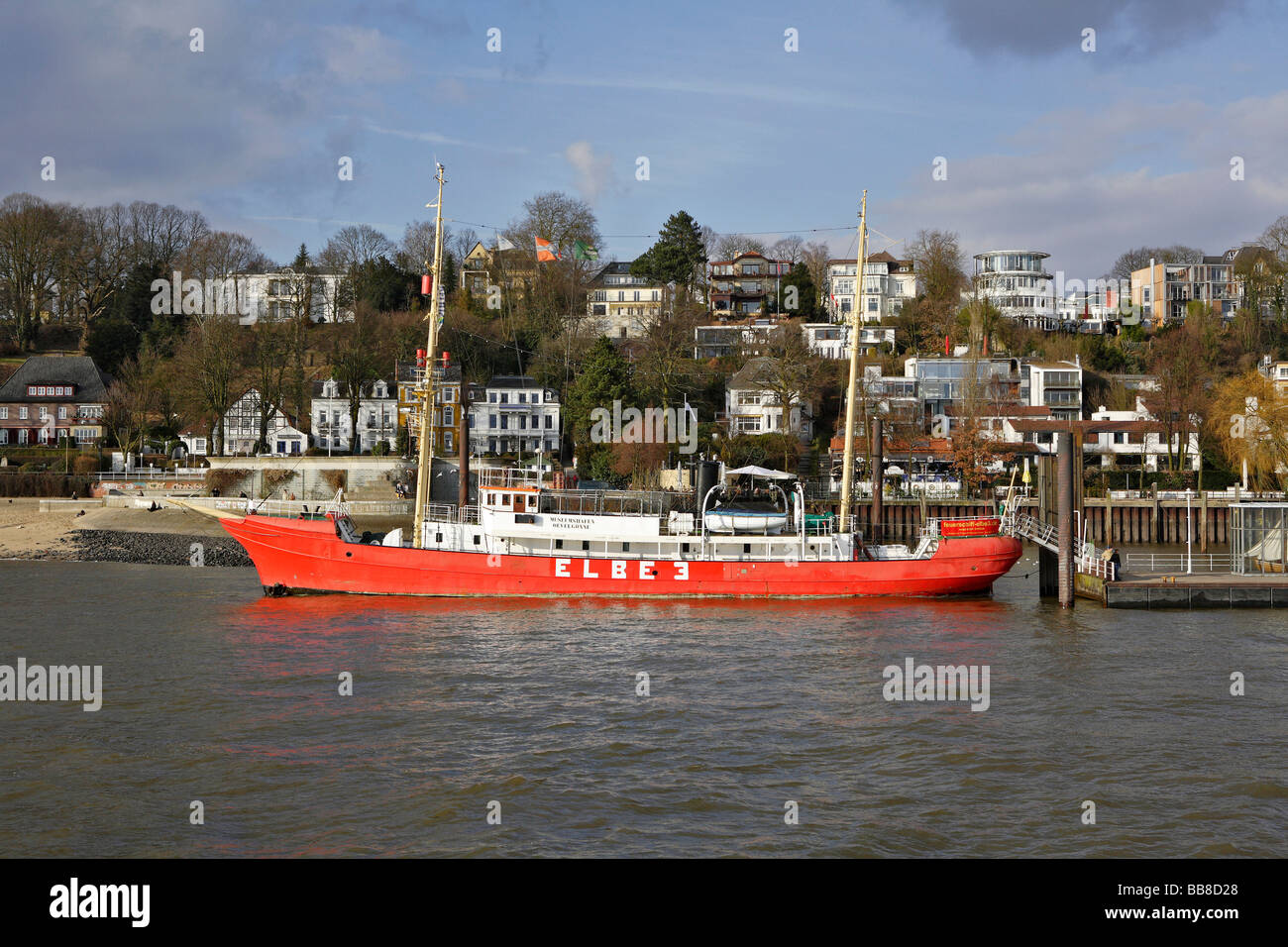 Elbe 3 lightship in Overgoenne museum harbour, Neumuehle, Hamburg, Germany, Europe Stock Photo ...