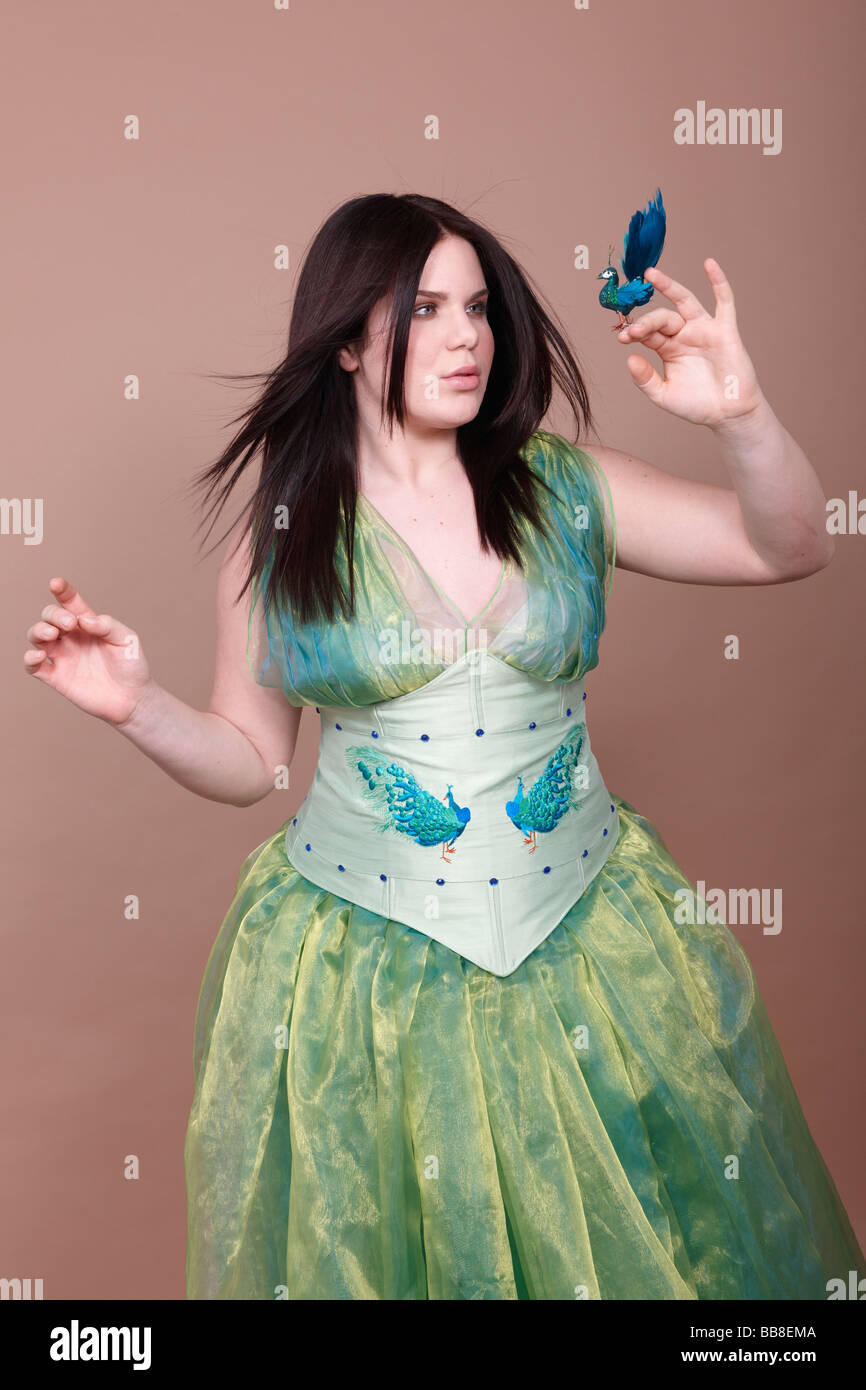 Princess with magic bird Stock Photo - Alamy