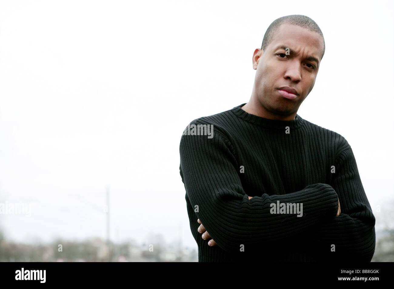 Portait of a afro american doubting man Stock Photo - Alamy