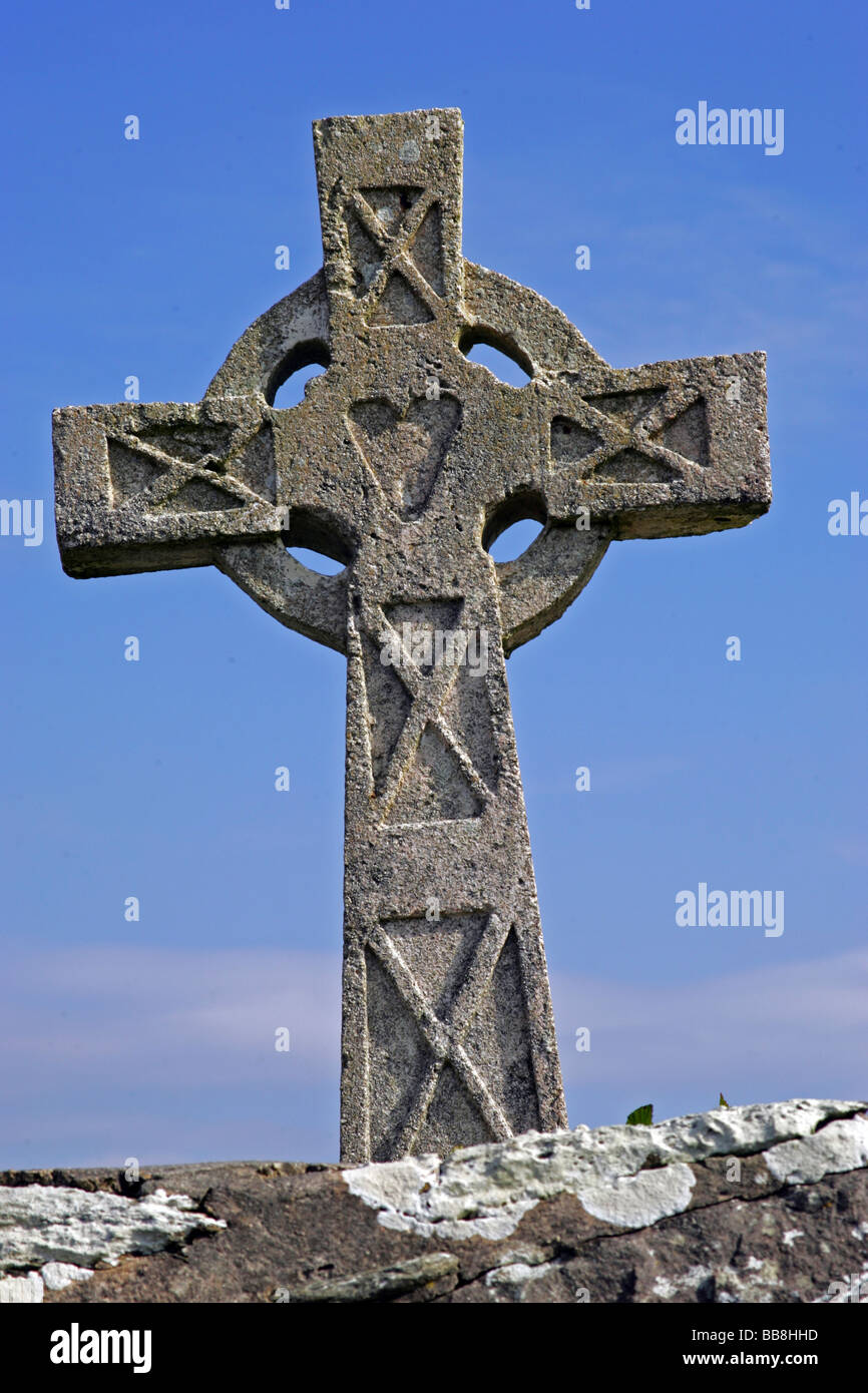 Celtic cross, Kildownet cemetery, Achill Island, County Mayo, Ireland ...
